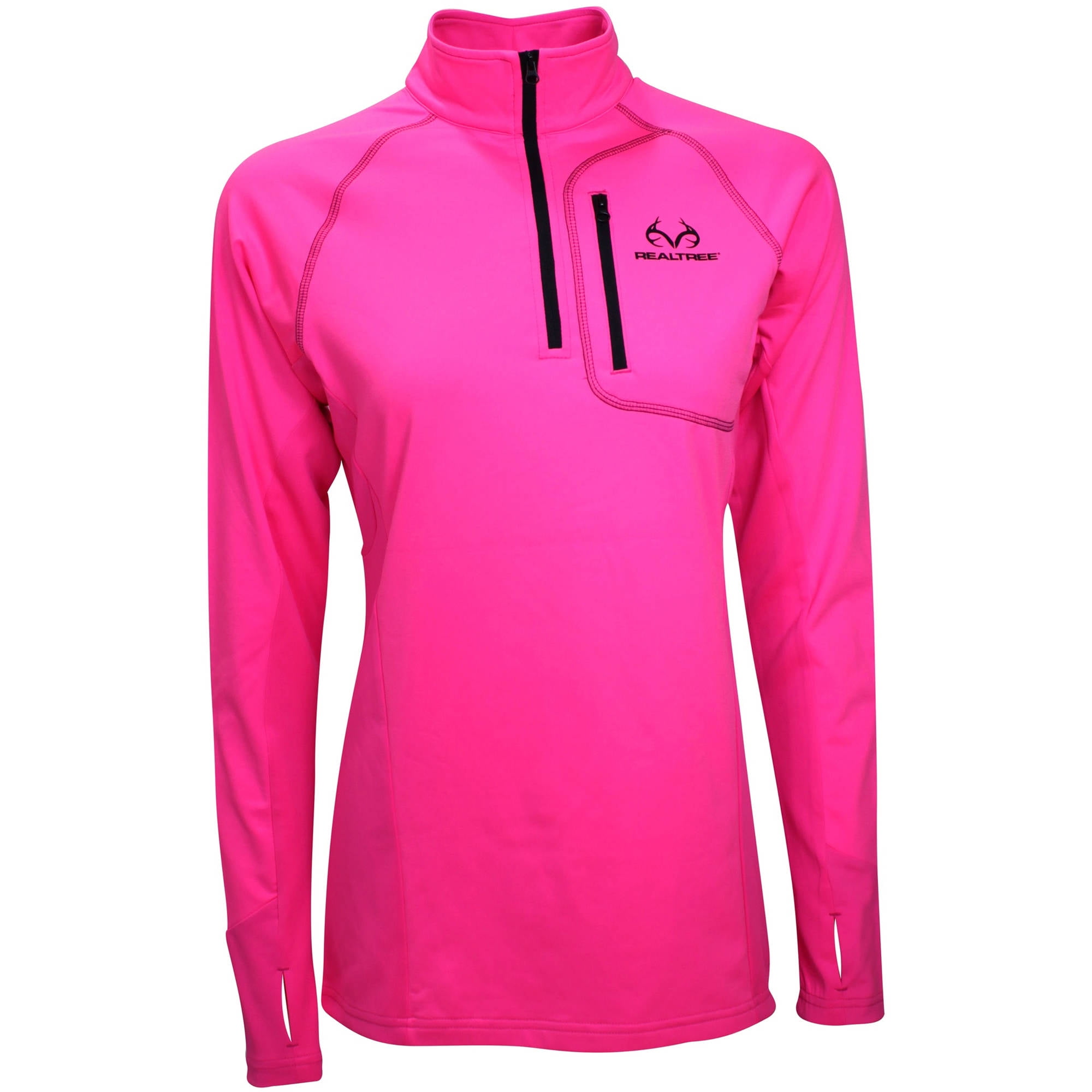 Realtree Women's Quarter-Zip - Realtree Solid Safety Pink - Walmart.com