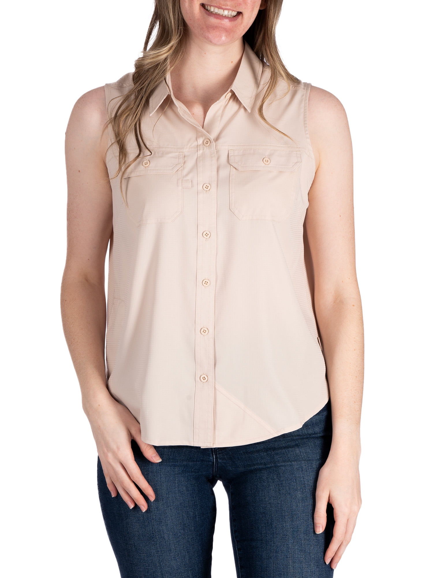 Realtree Women's Sleeveless Guide Shirt, Performance Fishing Button Up ...