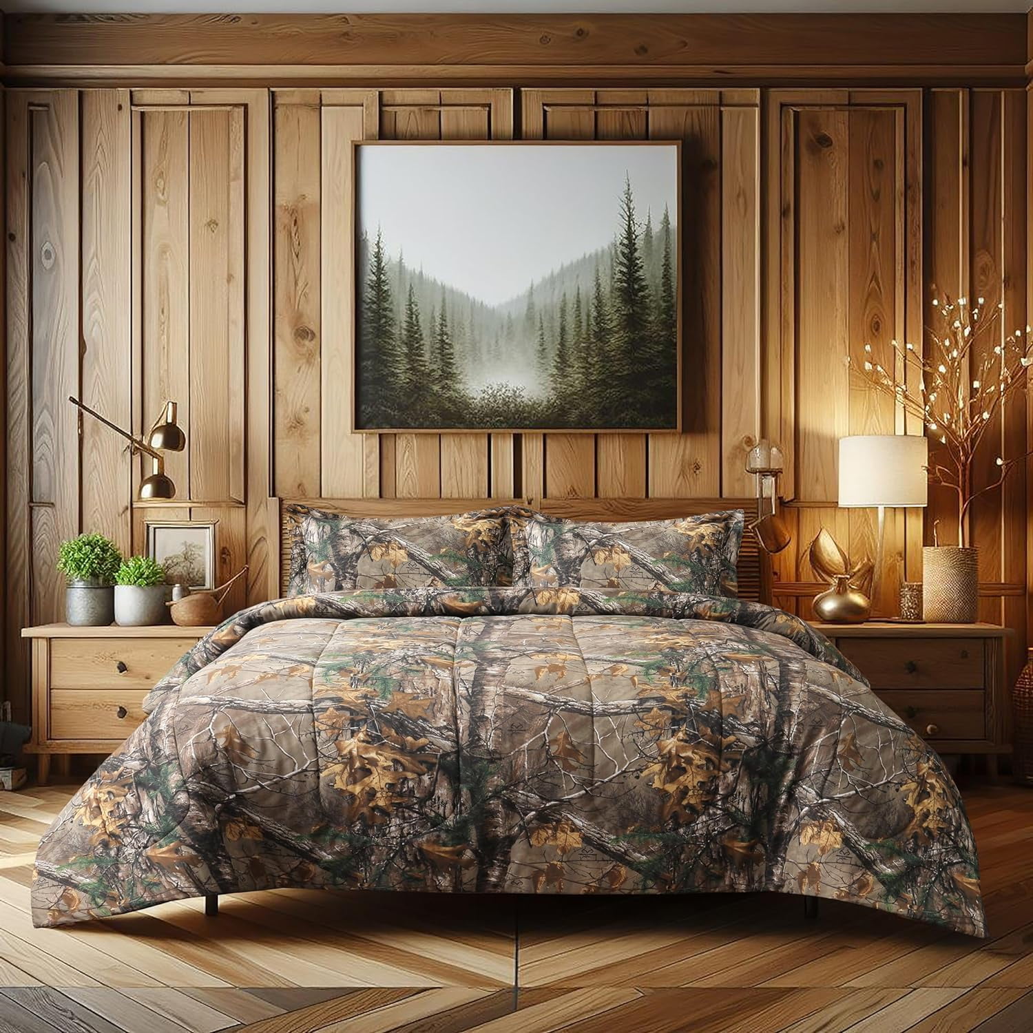 Realtree Xtra Camo Queen Comforter Set 3 Piece Polycotton Rustic Farmhouse Bedding with 2 Pillow ...