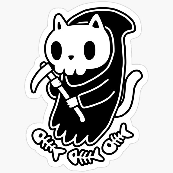Reaper Cat Sticker Phone Decal Water Bottle Stickers Car Decals, Laptop ...