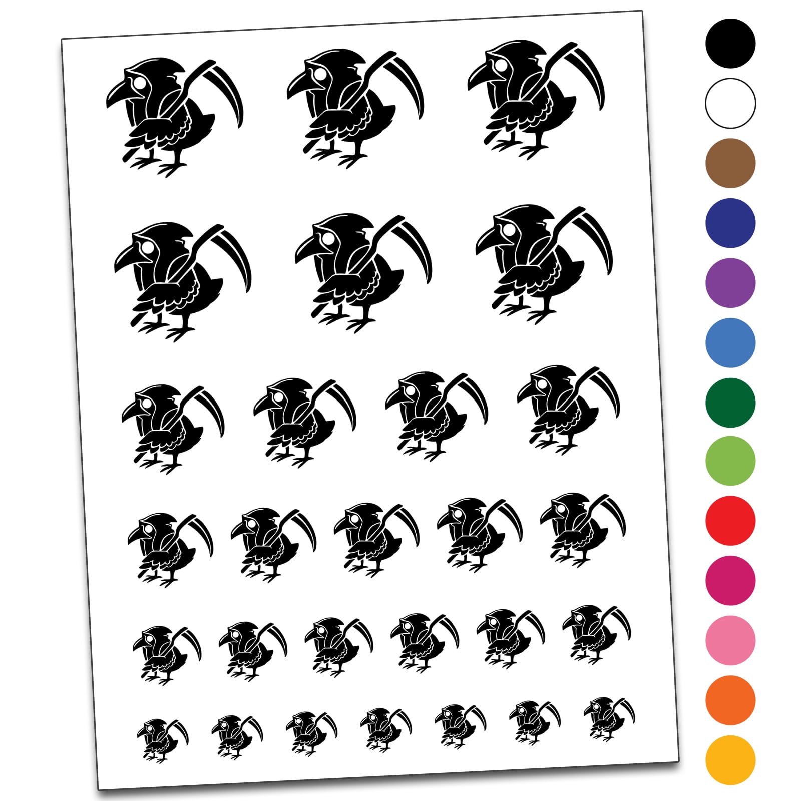 Reaper Raven Hood Scythe Water Resistant Temporary Tattoo Set Fake Body ...