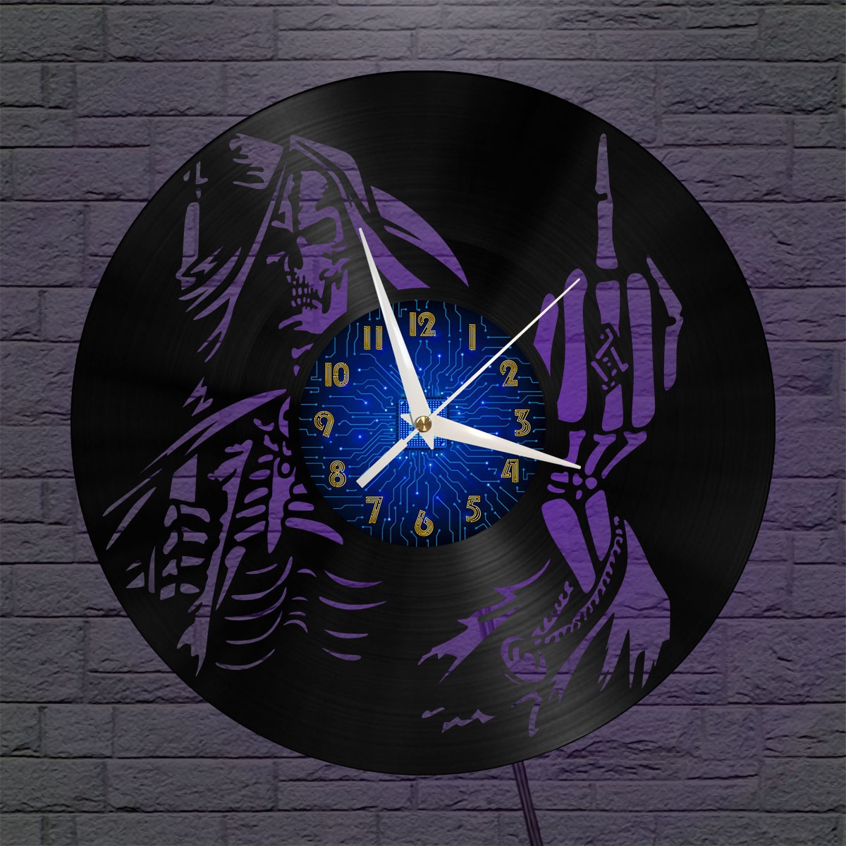 Reaper Skeleton 12 Inch Vinyl Record Wall Clock - Silent, Creative, and ...