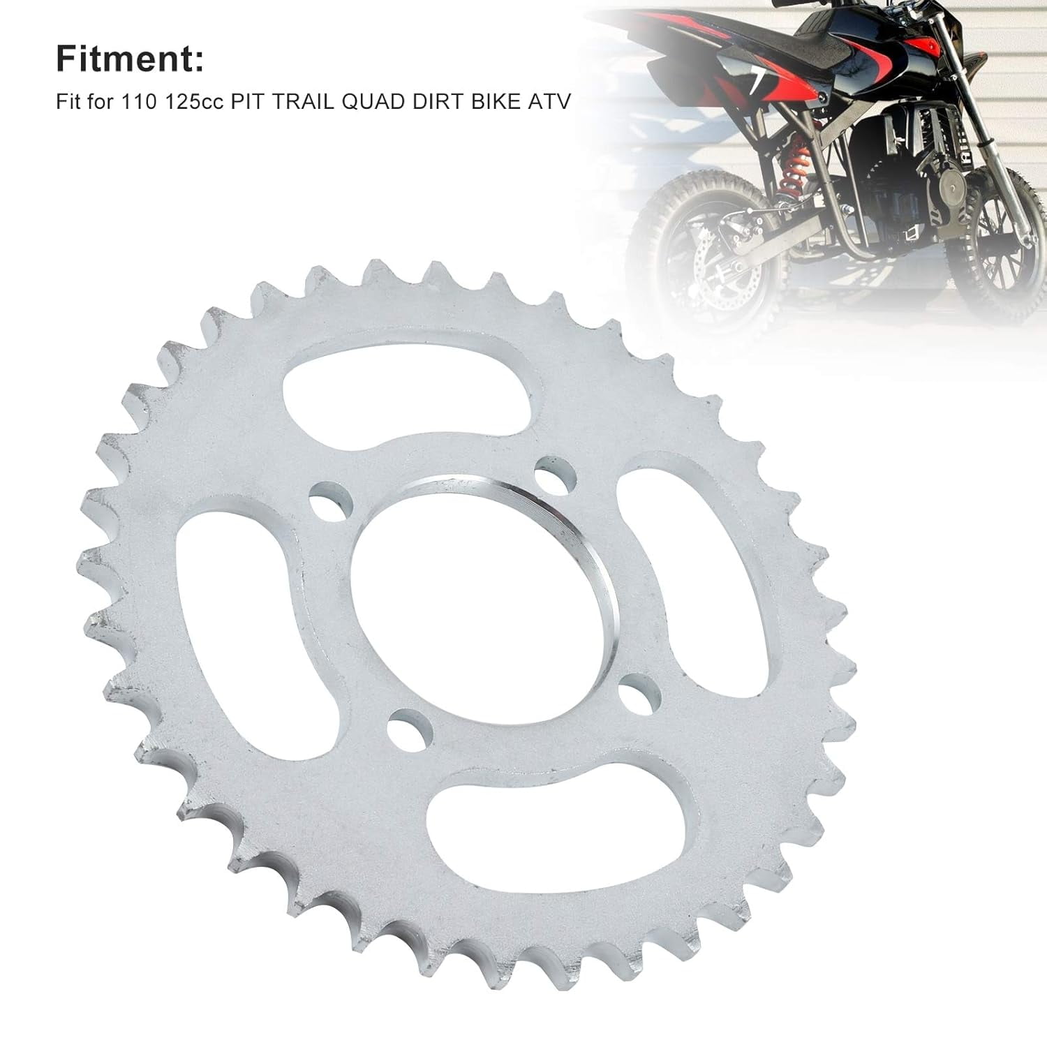 Rear 420 Chain Sprocket 37 Teeth 50cc 110cc 125cc ATV Quad Dirt Bike ...
