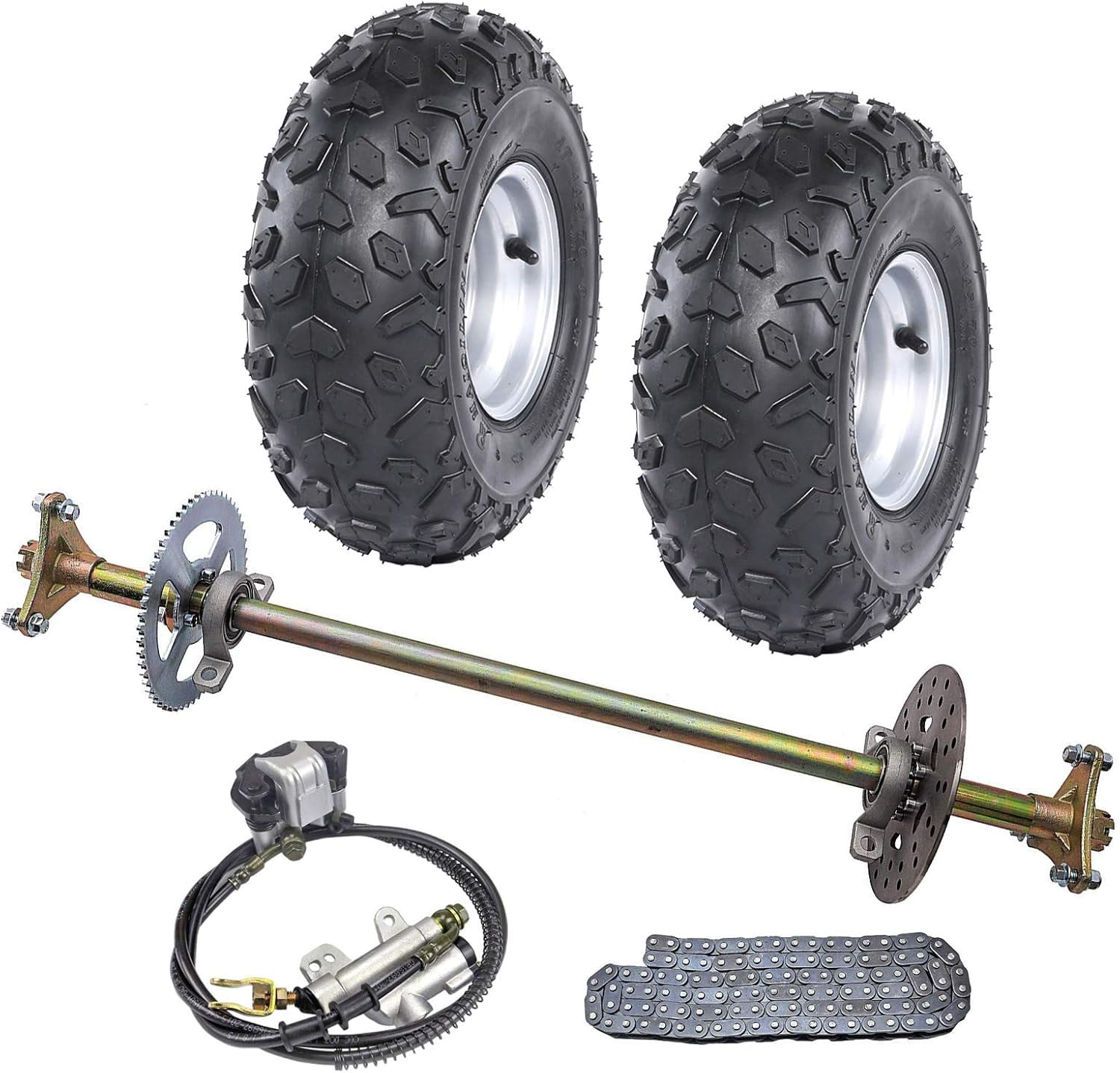 Rear Axle Shaft Kit with 6 Tubeless Wheels Tires Rims Brake Assembly ...