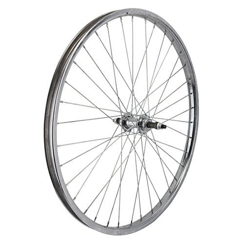 Rear Bicycle Wheel 26 x 1.75/2.125 36H, Steel Bolt On, Chrome with ...