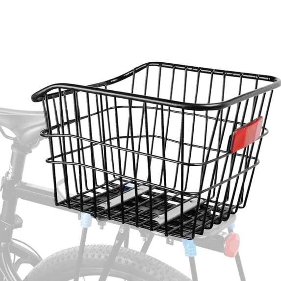 Rear Bike Basket, Waterproof Metal Wire Bicycle Baskets with Reflective ...