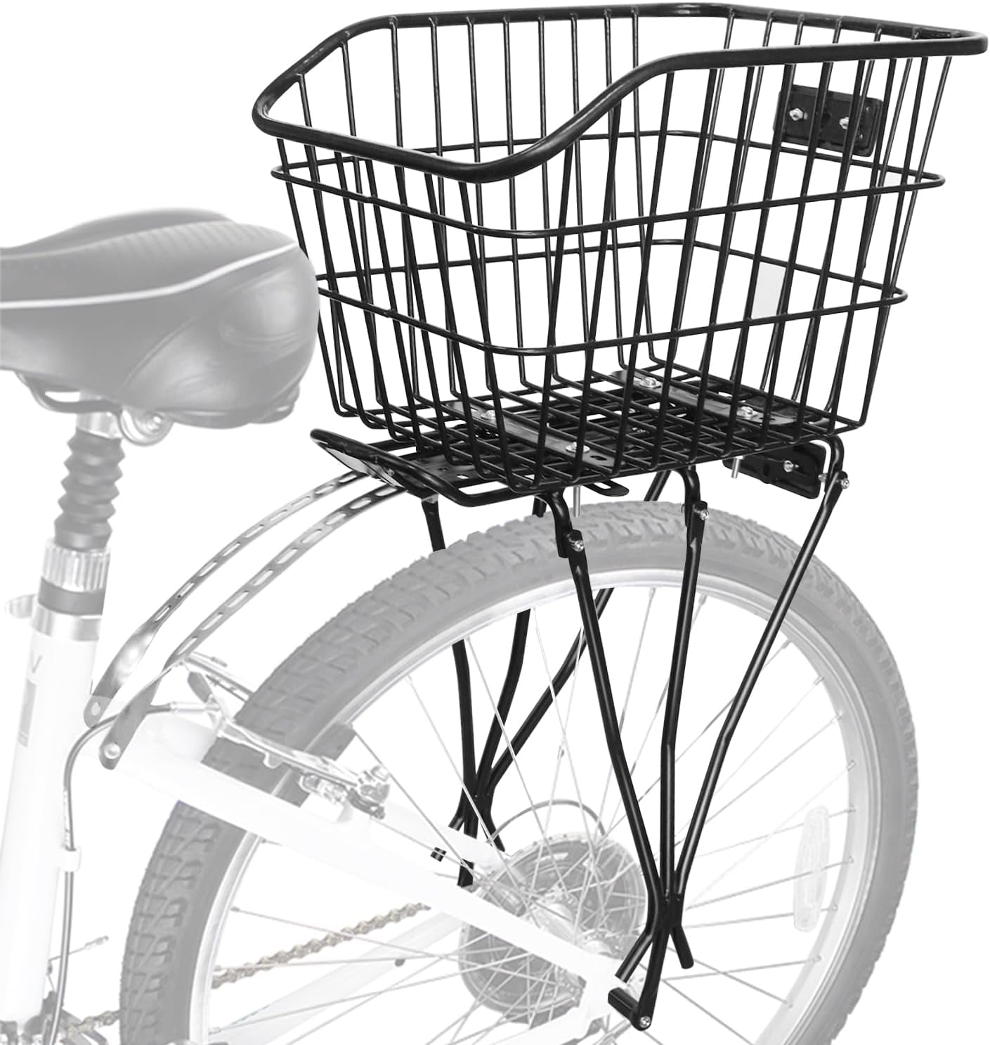 Rear Bike Rack with Basket，Aluminum Alloy Rear Bike Cargo Rack，Quick ...