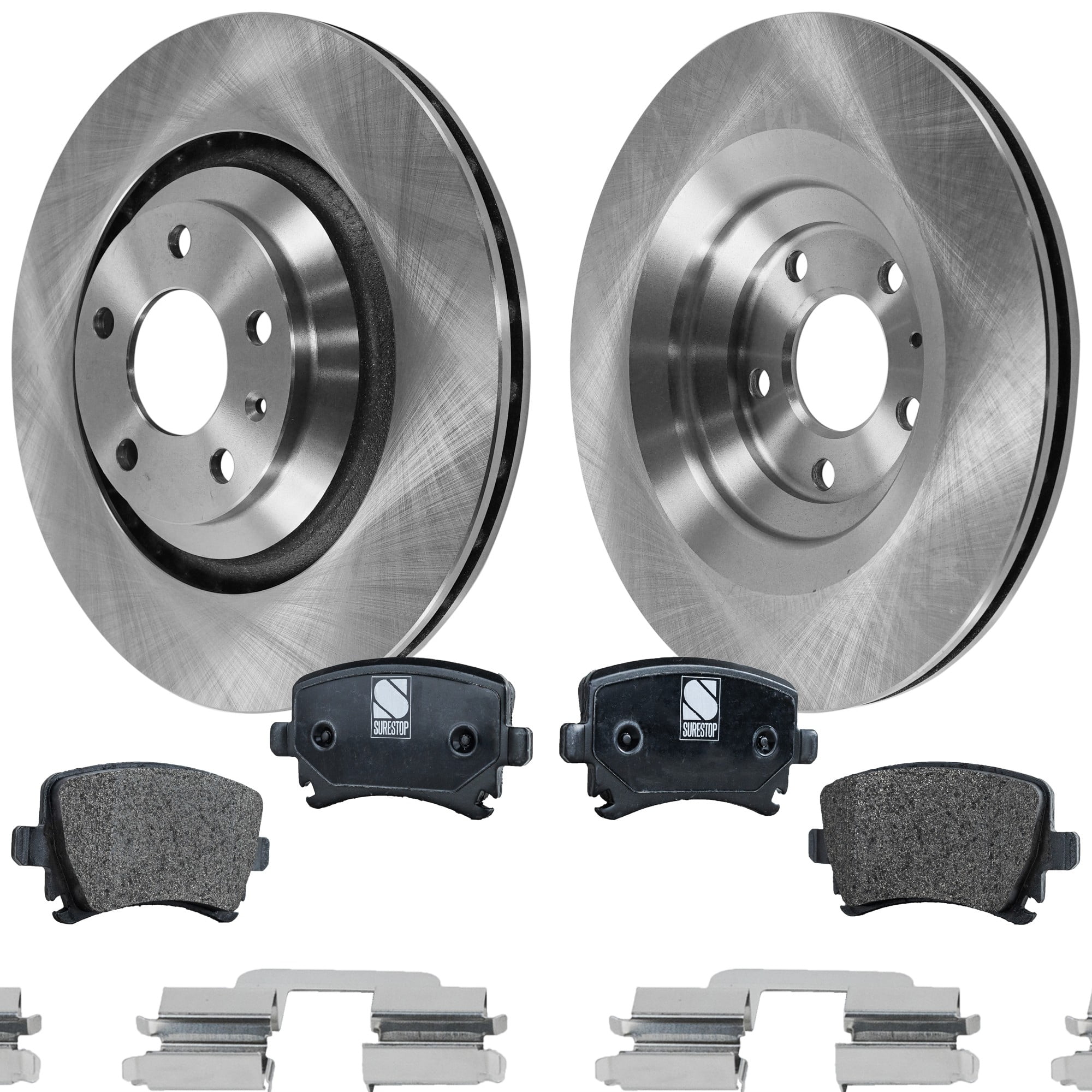 Rear Brake Disc and Pad Kit Plain Surface 5 Lugs Cast Iron Semi ...