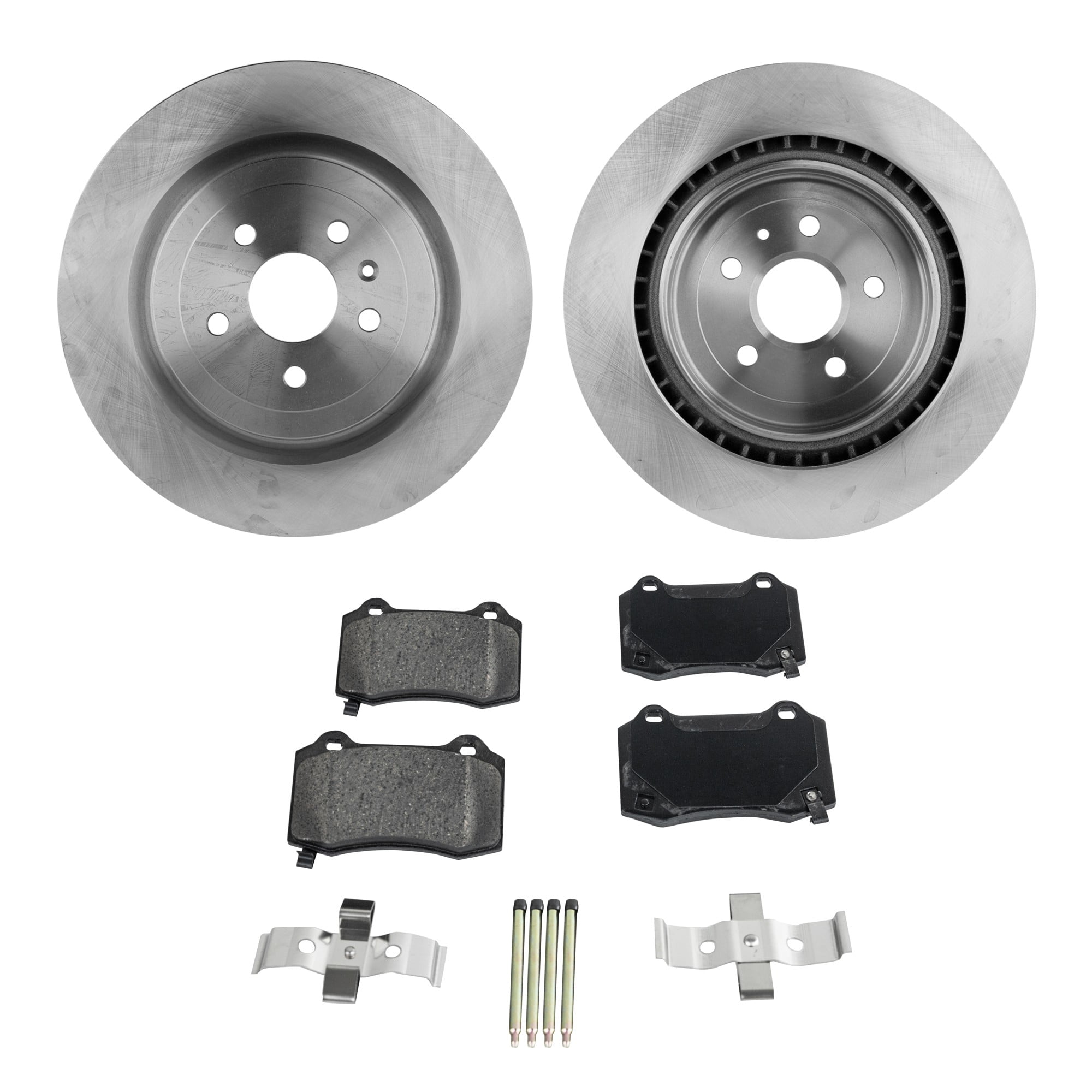 Rear Brake Disc and Pad Kit Plain Surface 5 Lugs Ceramic Cast Iron Pro ...