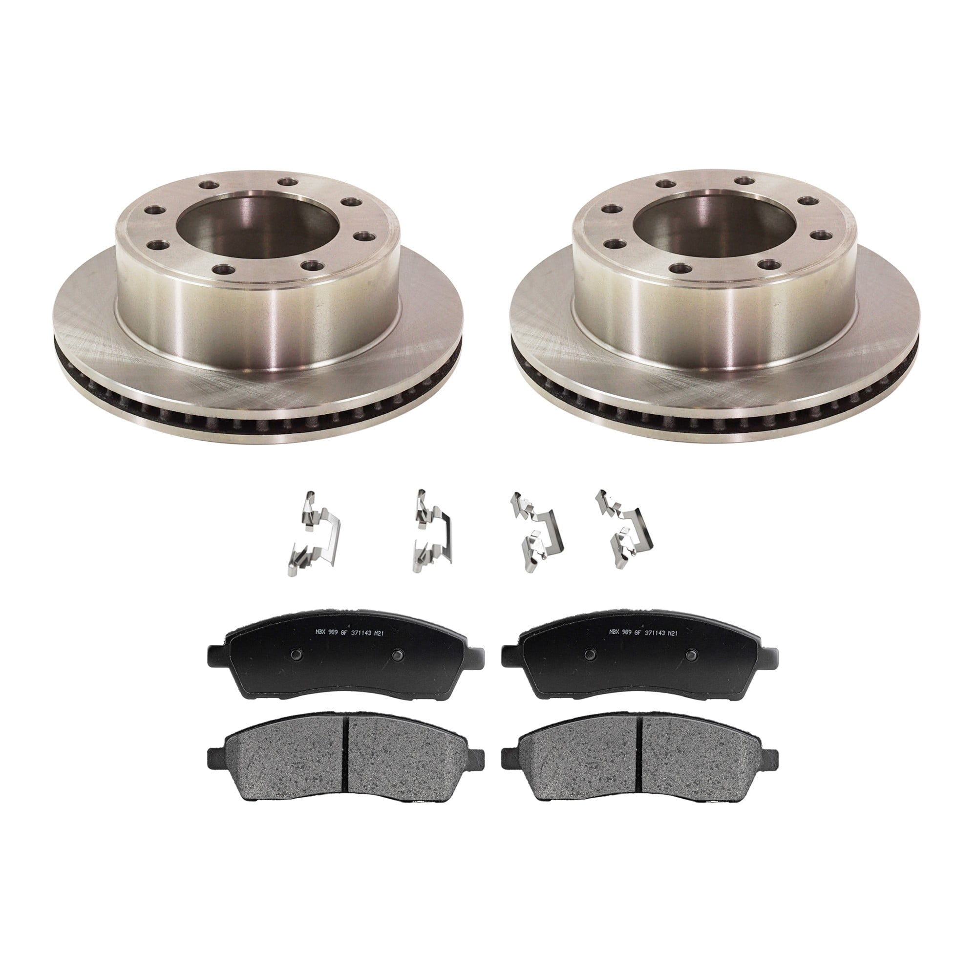 Rear Brake Disc and Pad Kit Plain Surface 8 Lugs Semi-Metallic Cast ...