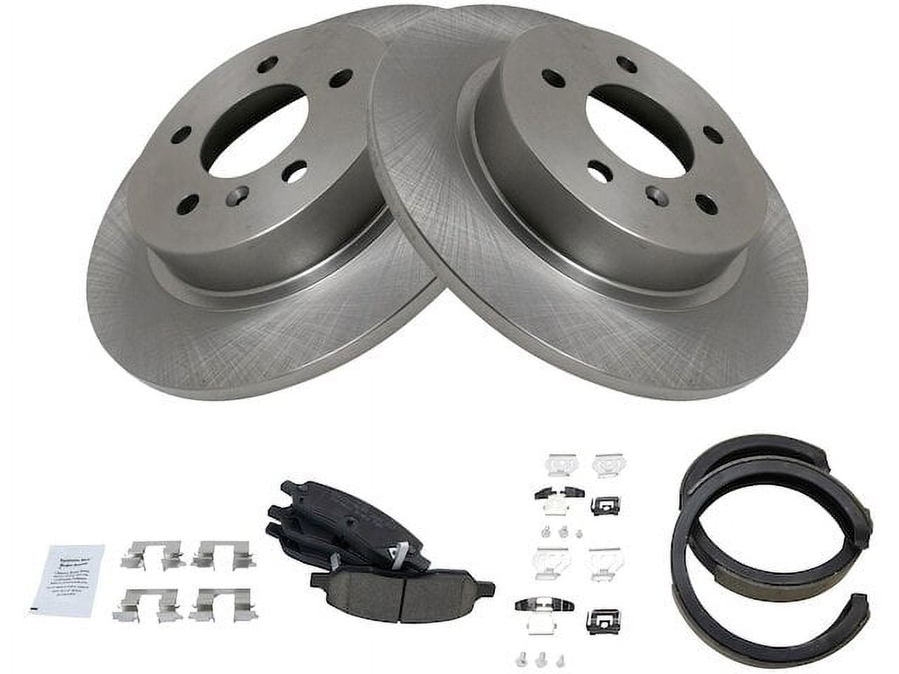 Rear Brake Pad Rotor and Parking Brake Kit 4 Piece - Compatible with ...