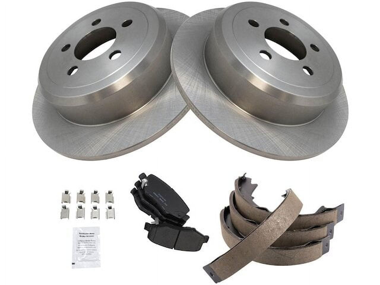 Rear Brake Pad Rotor and Parking Brake Kit 4 Piece - Compatible with ...