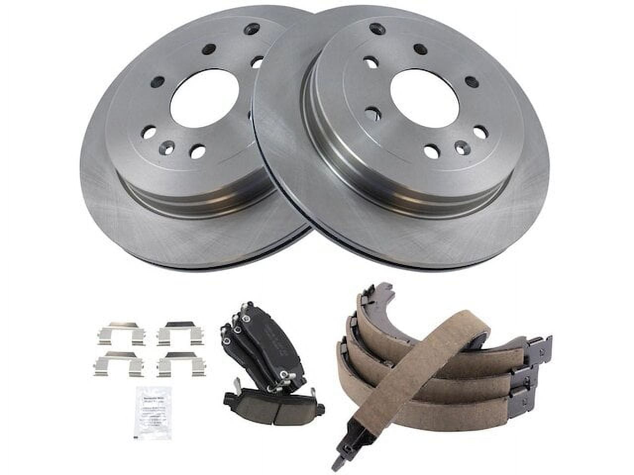 Rear Brake Pad Rotor and Parking Brake Kit 4 Piece - Compatible with ...