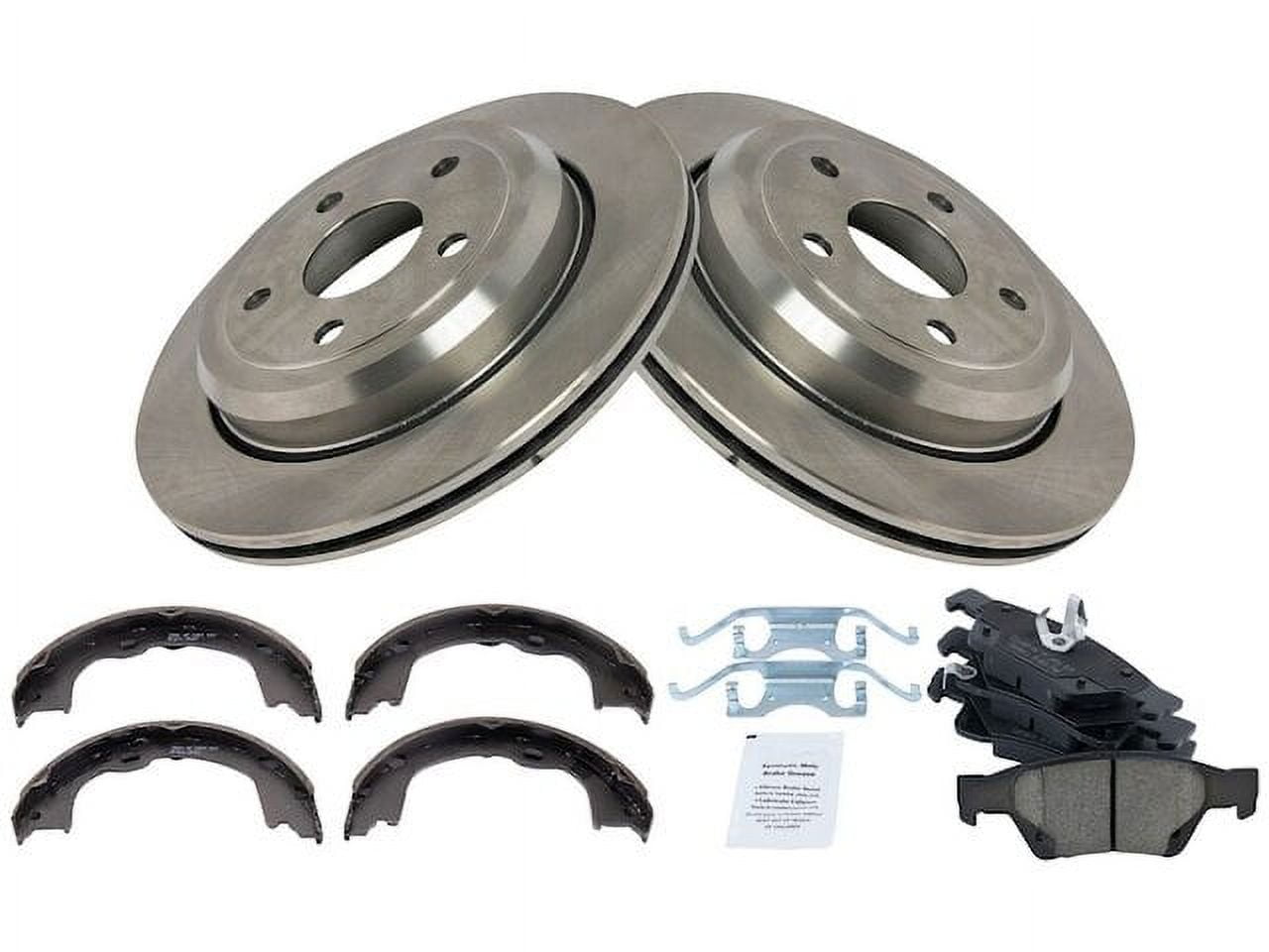 Rear Brake Pad Rotor and Parking Brake Kit 4 Piece - Compatible with ...