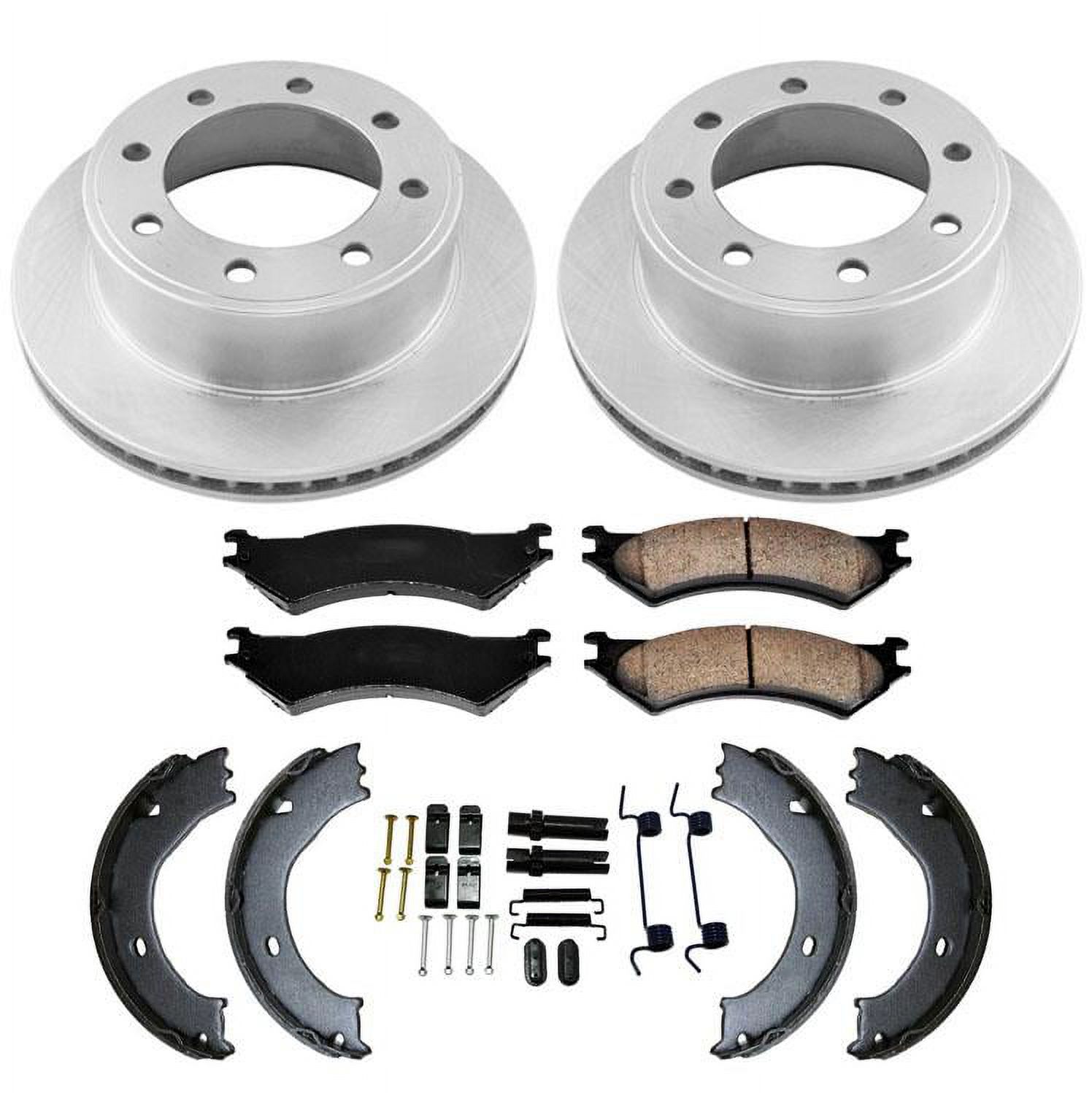 Rear Brake Rotors Brake Pads Brake Shoes Spring Kit for Ford E250 1999 ...