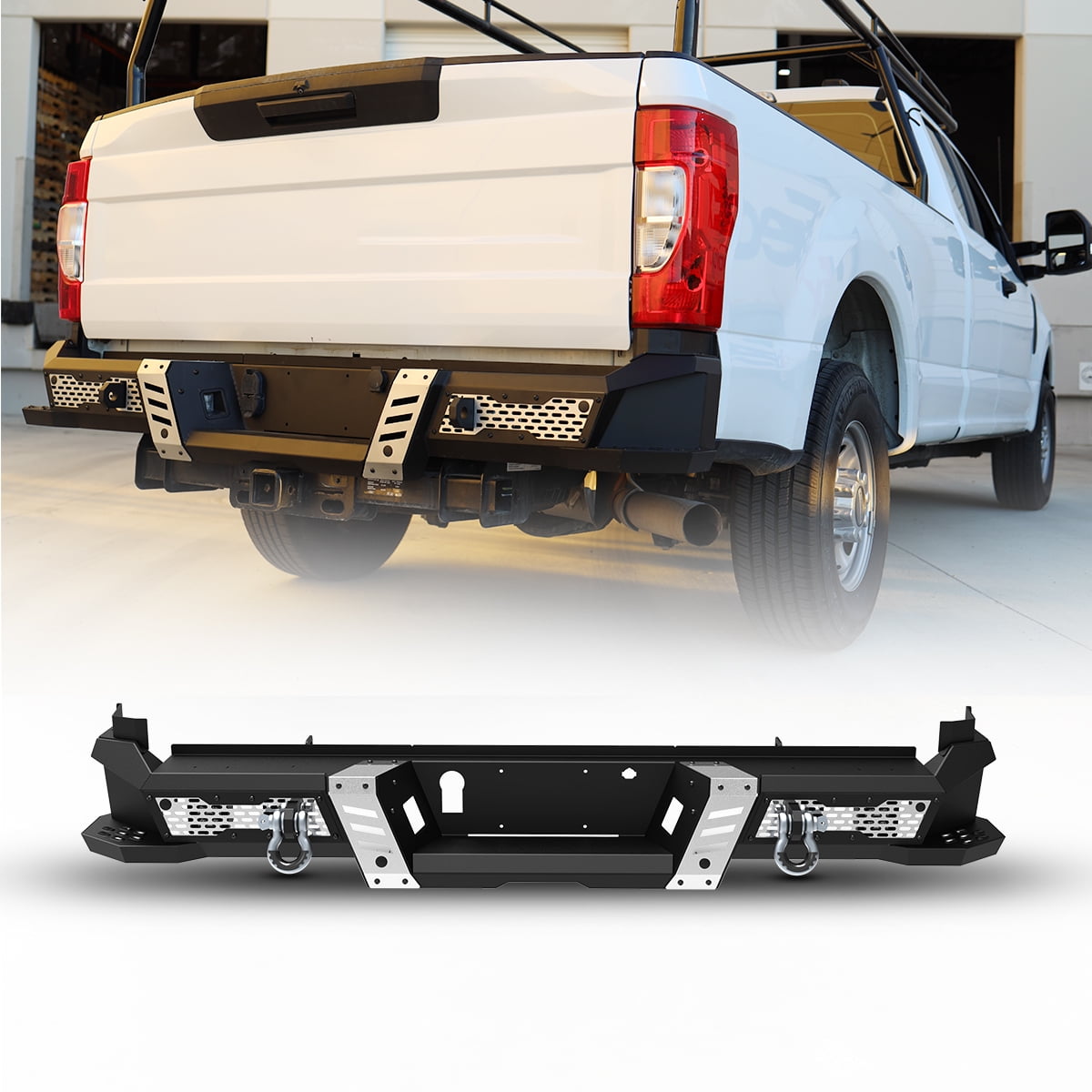 Rear Bumper,Fit for 2017-2024 Ford F250/F350,w/Main Body+Side Wings ...