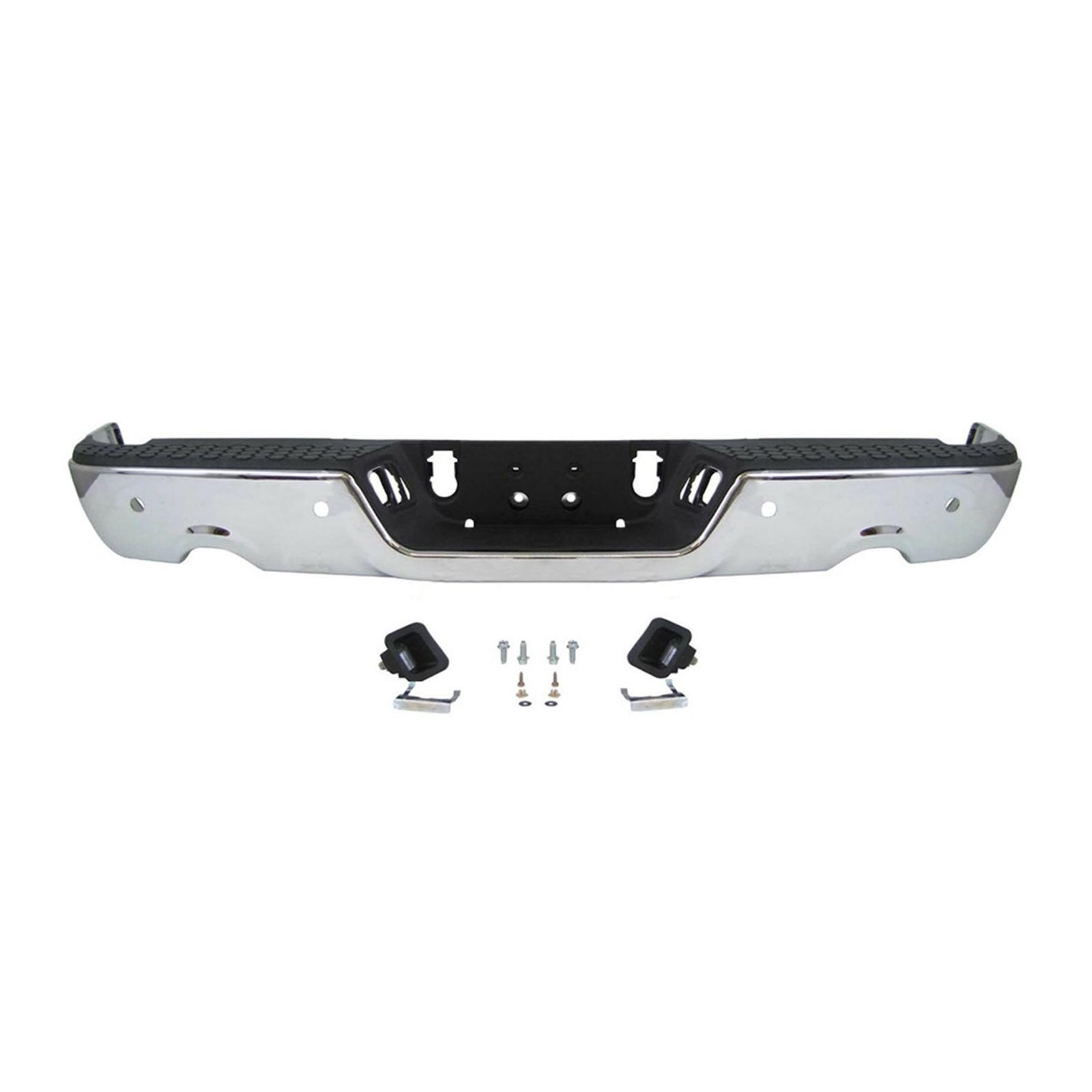 Rear Bumper Steel Chrome Step Assembly with Radar Hole Replacement for ...