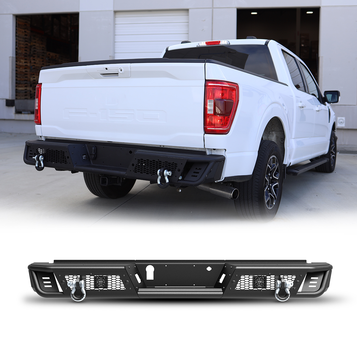 Rear Bumper w/2 x Shackles+2 x LED lights For 2021-2023 Ford F-150 ...