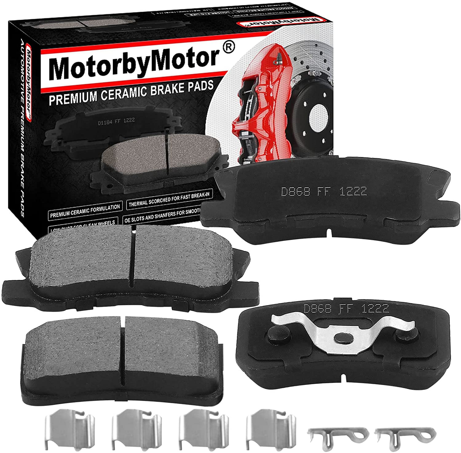 Rear Ceramic Brake Pads w/Hardware Kits Fits for Chrysler 200 Sebring ...