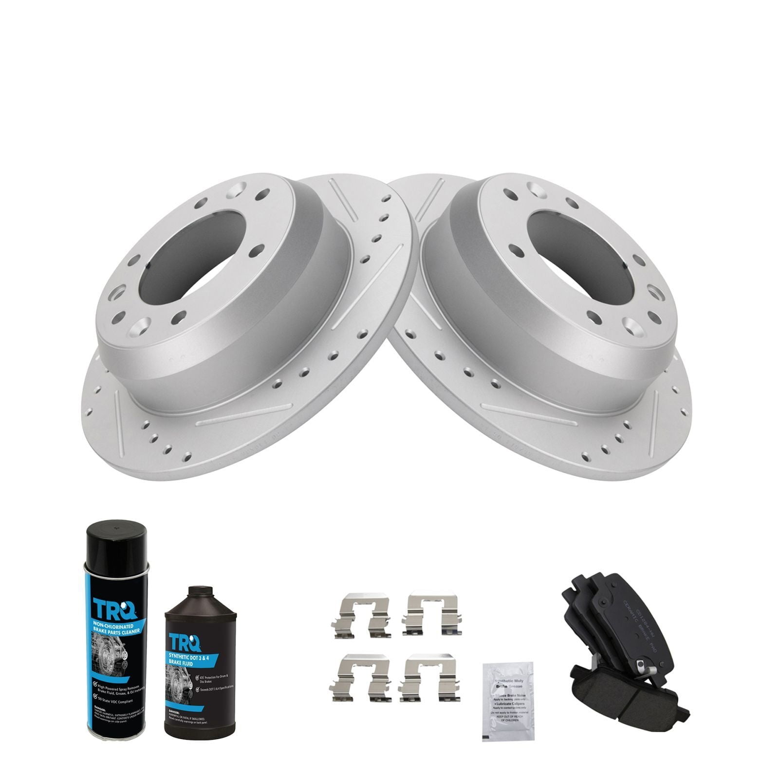 Rear Ceramic Disc Brake Pad & ce Coated Rotor Kit w/Chemicals for ...