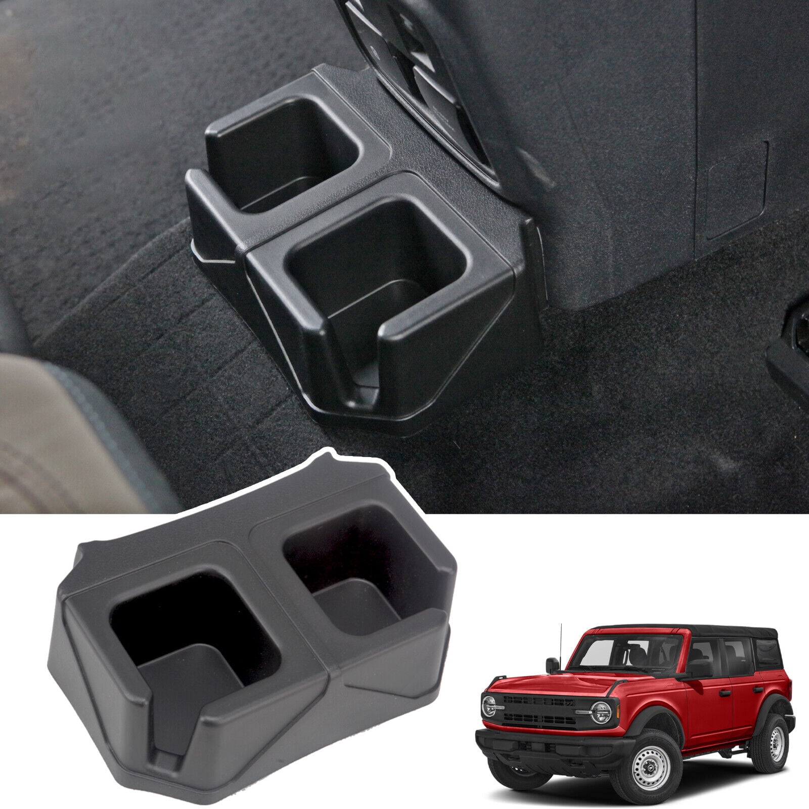 Rear Cup Holder for Ford Bronco 2021-2024 2/4 Door Rear Dual Cup Holder ...