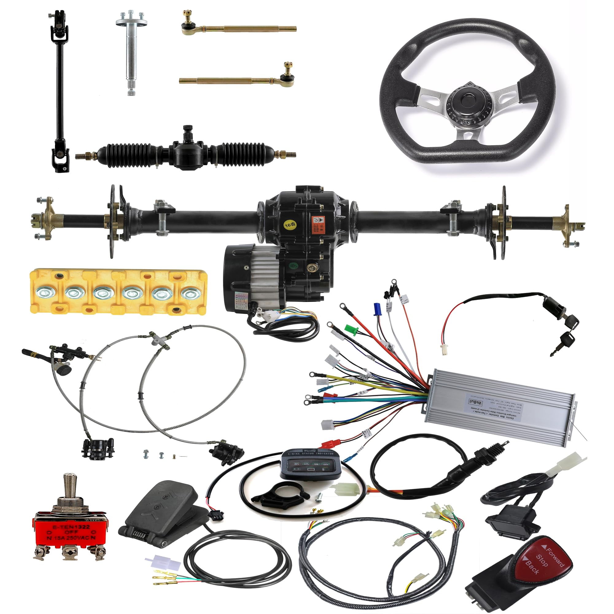 Rear Differential Axle Kit 48V 1000W Electric Motor Controller Brake ...