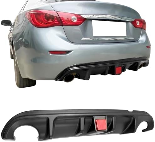 , Rear Diffuser Compatible with 2014-2017 Infiniti Q50, Matte Black PP ...