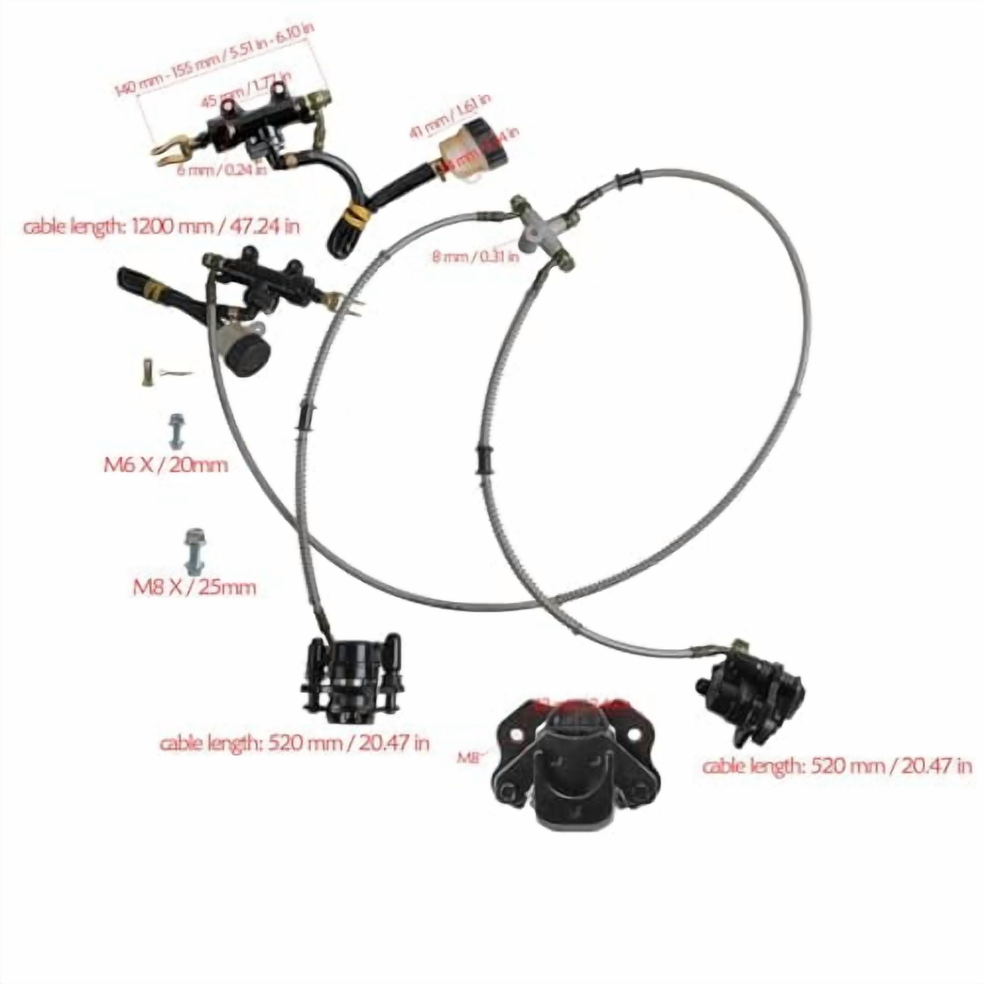 Rear Disc Hydraulic Brake Master Cylinder Caliper Kit for Go Kart ATV ...
