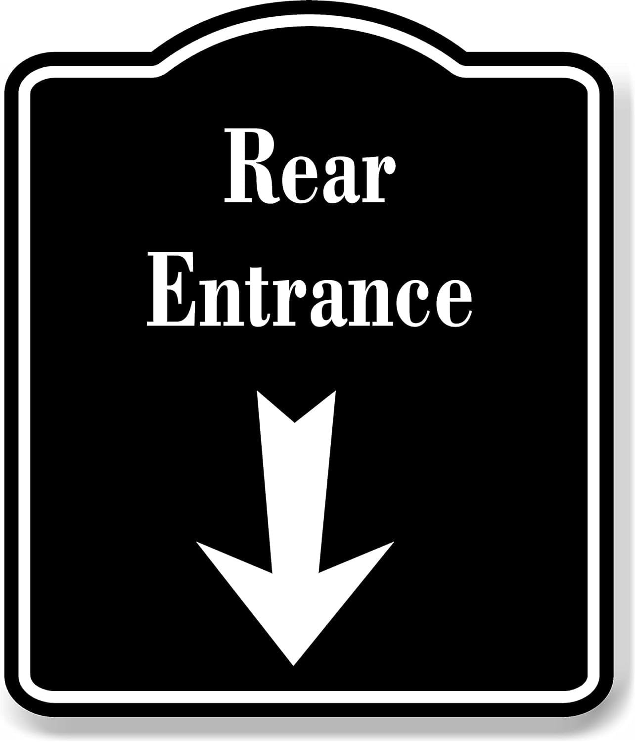 Rear Entrance Down Arrow BLACK Aluminum Composite Sign, 20"x24 ...