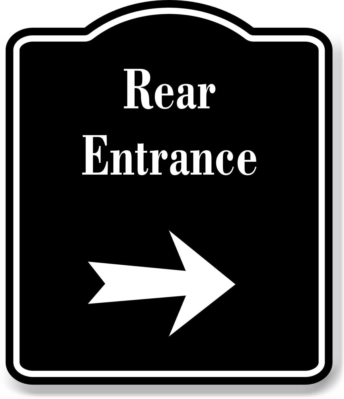Rear Entrance Right Arrow BLACK Aluminum Composite Sign, 20"x24 ...