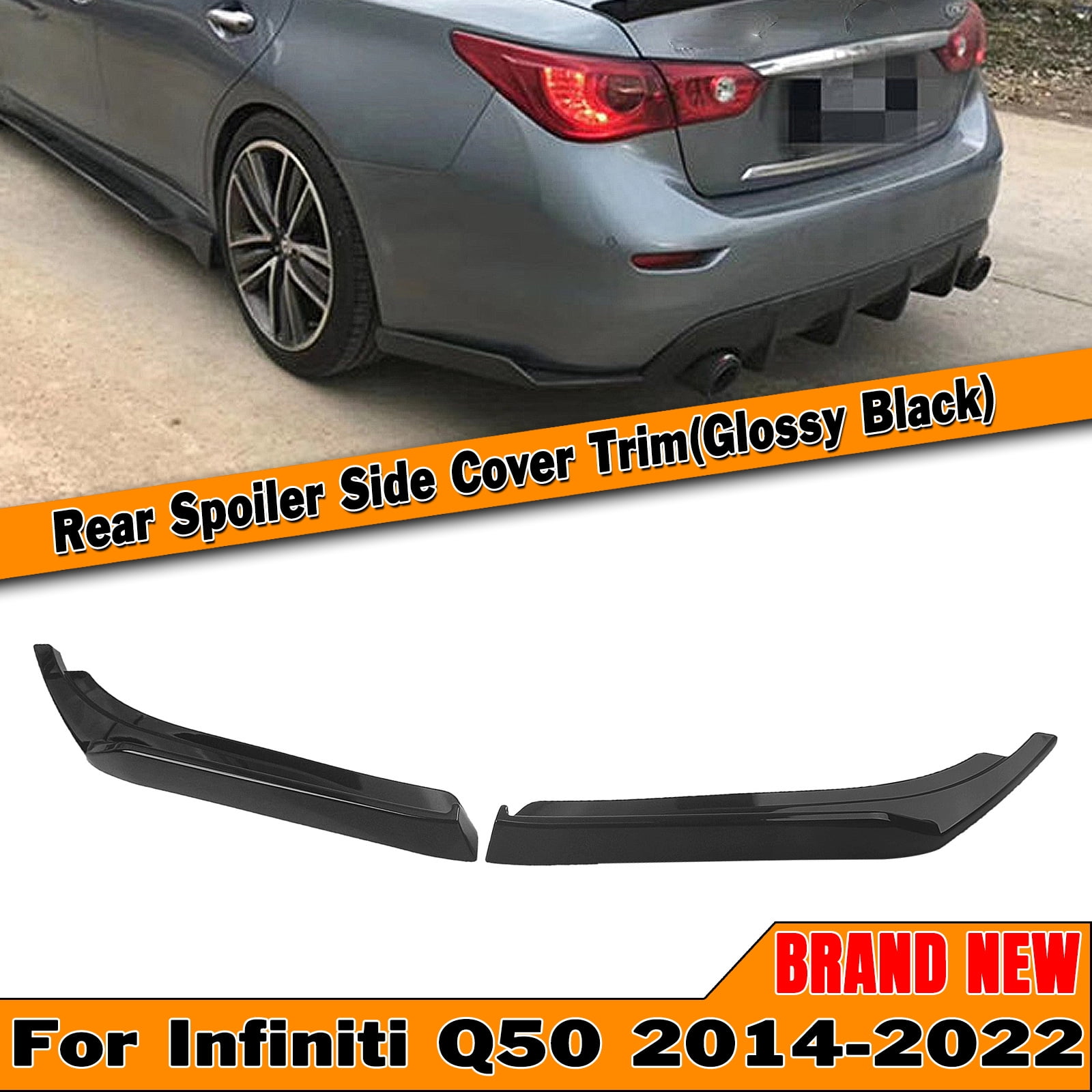 Rear Side Skirt Splitter Lip Trim For Infiniti Q50 2014-2023 Glossy ...