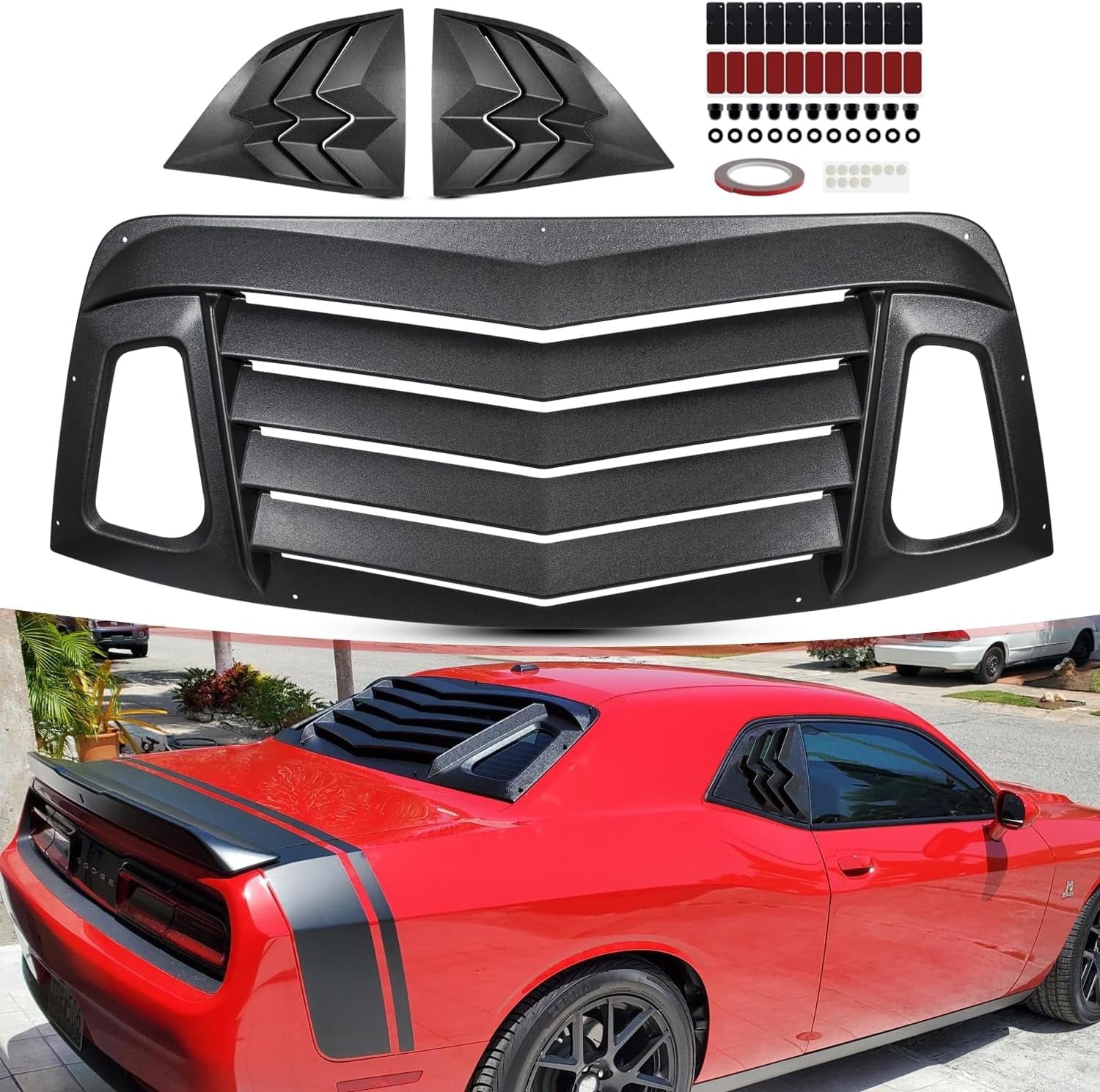 Rear+Side Window Louver Fits for Dodge Challenger 2008-2023 Custom Fit ...