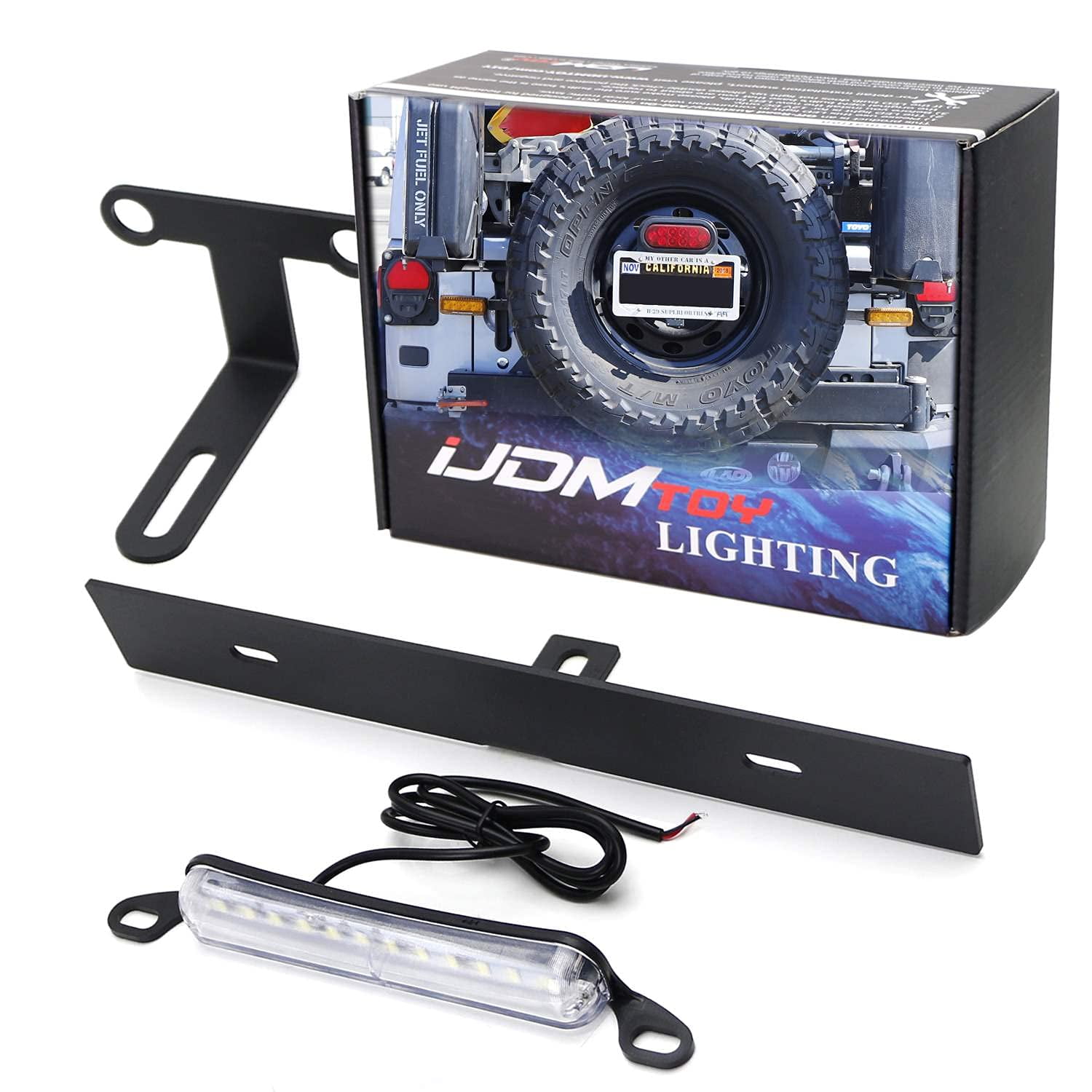 Rear Spare Tire Mount License Plate Relocator Bracket w/ 12-SMD LED ...