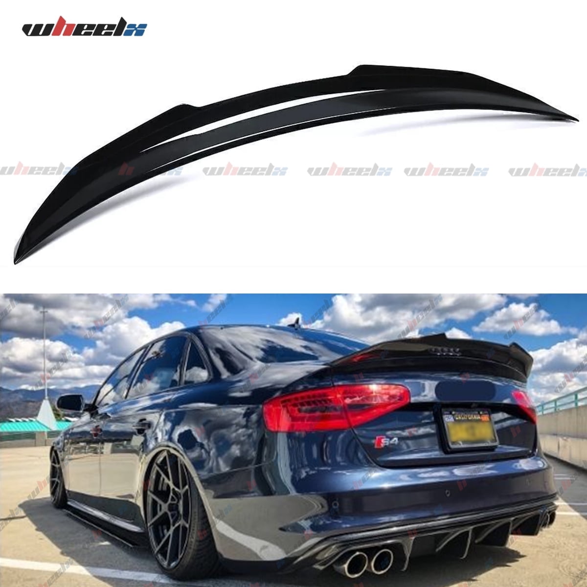 Rear Spoiler Compatible with 2013-2016 Audi A4 S4, PSM Style High Kick ...
