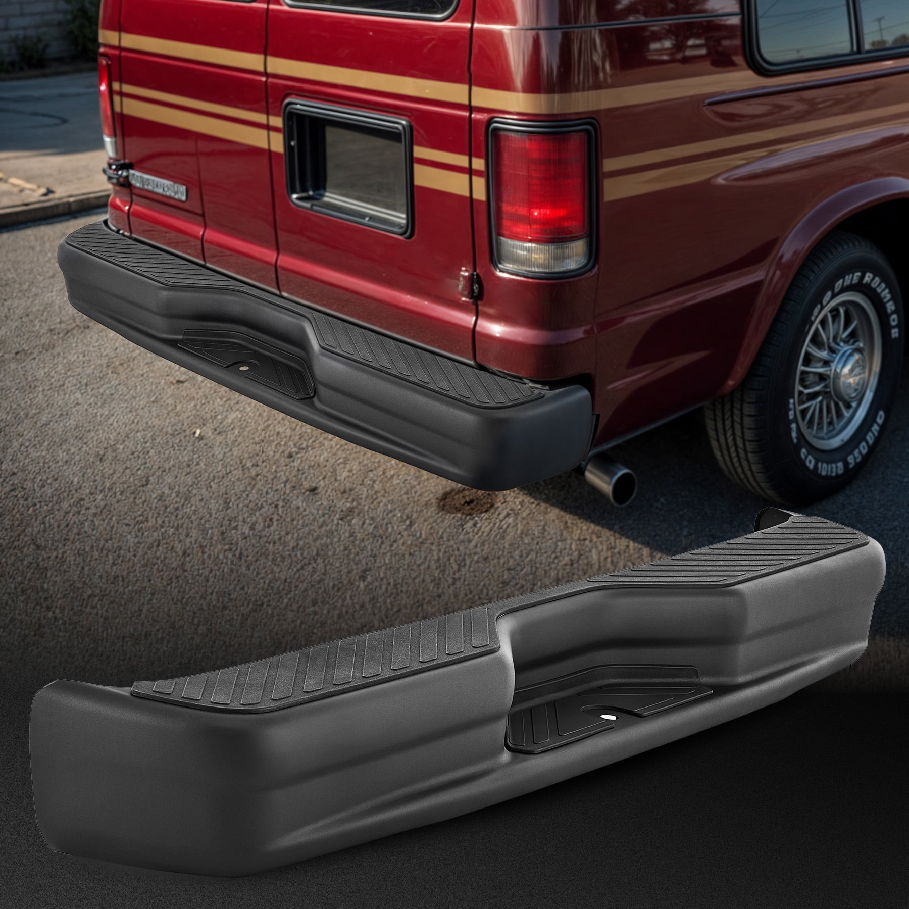 Rear Step Bumper Assembly for 1992-2014 Ford Econoline Van Black Steel ...