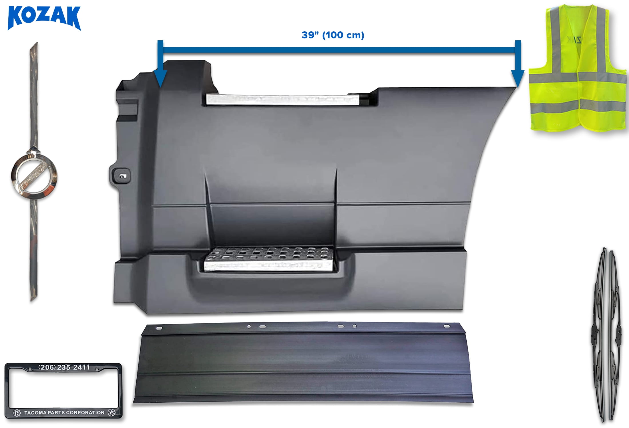 Rear Step Side Fairing Panel with Rubber Stripe Left Side 39" (100 cm ...