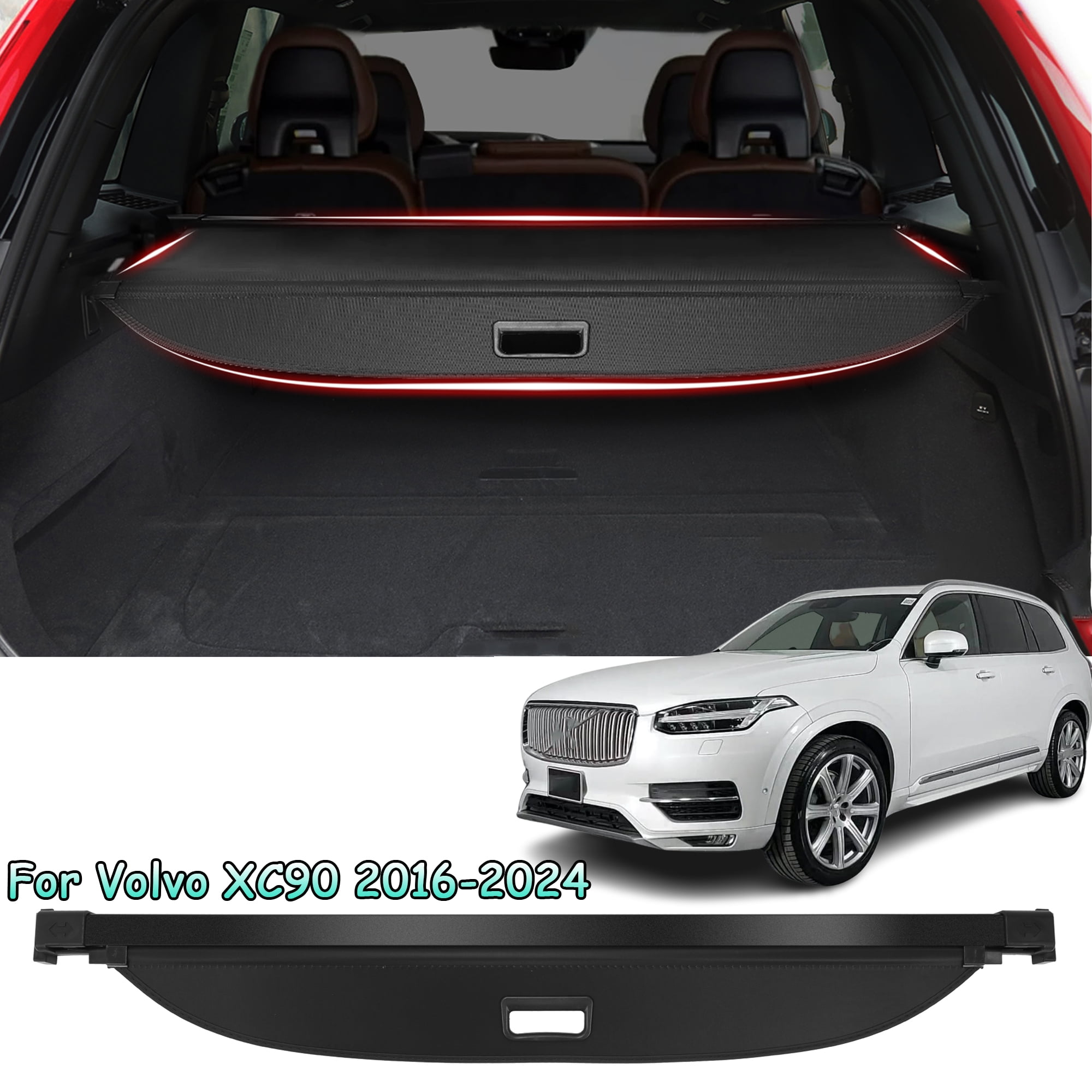 Rear Trunk Cargo Cover for Volvo XC90 2016-24 Security Shield Shade ...