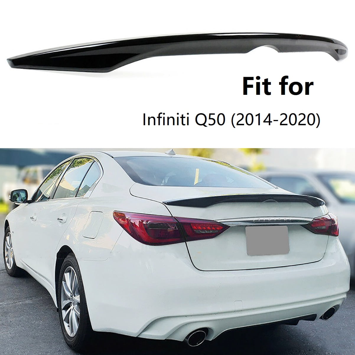 Rear Trunk Lid Wing Spoiler Fit for Infiniti Q50 (2014-2020), Gloss Black, 14-20 Q50 Rear Trunk ...