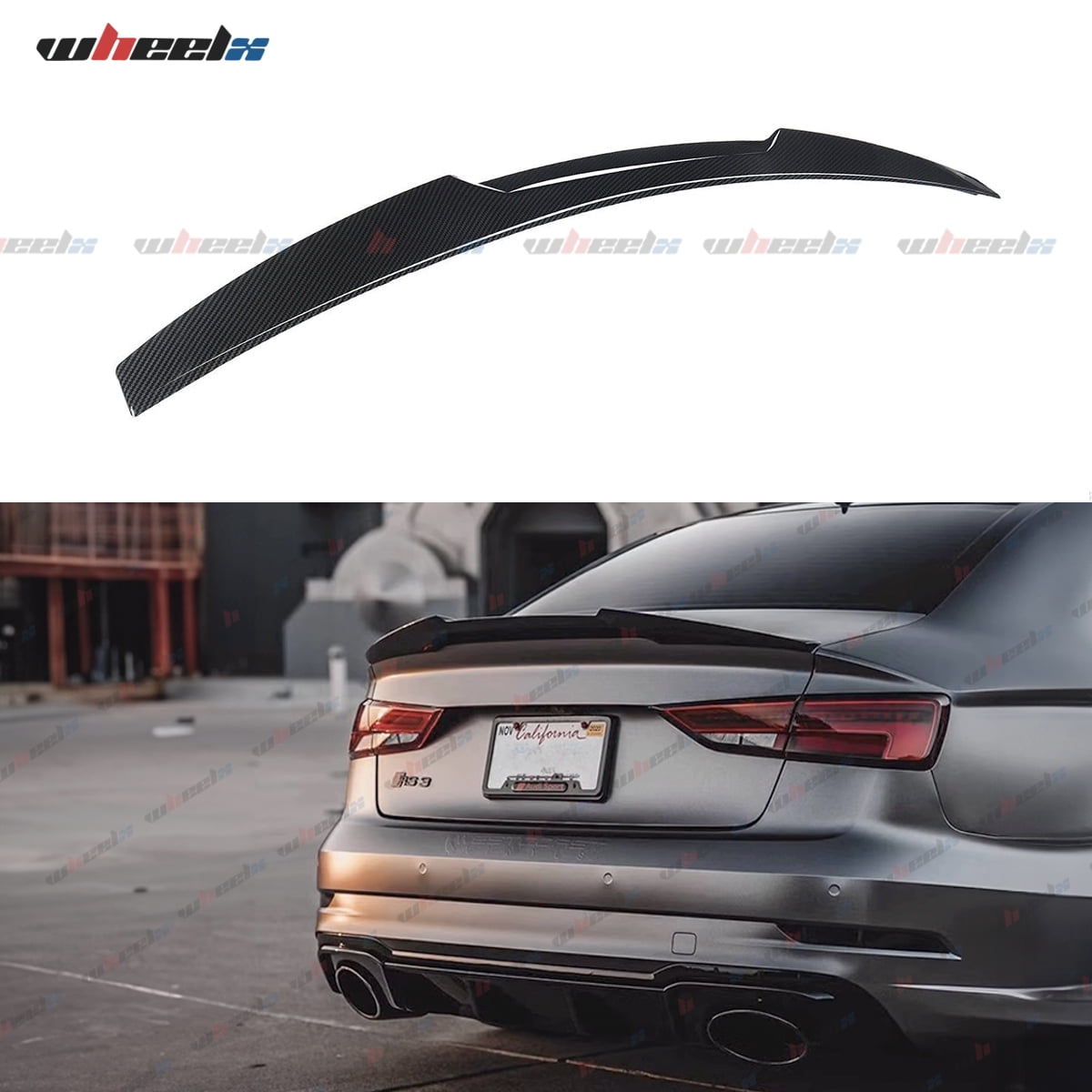 Rear Trunk Spoiler Compatible with Audi 2014-2020 A3 S3 RS3, High Kick ...
