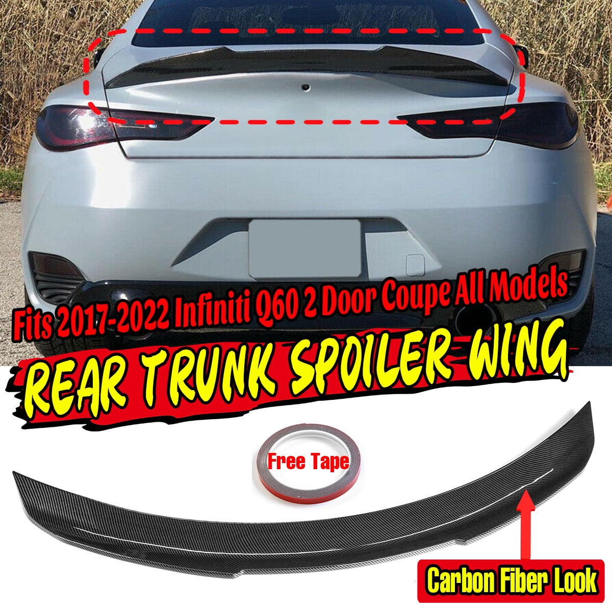 Rear Trunk Spoiler For Infiniti Q60 2 Door 2017-2022 Coupe PSM Style ...