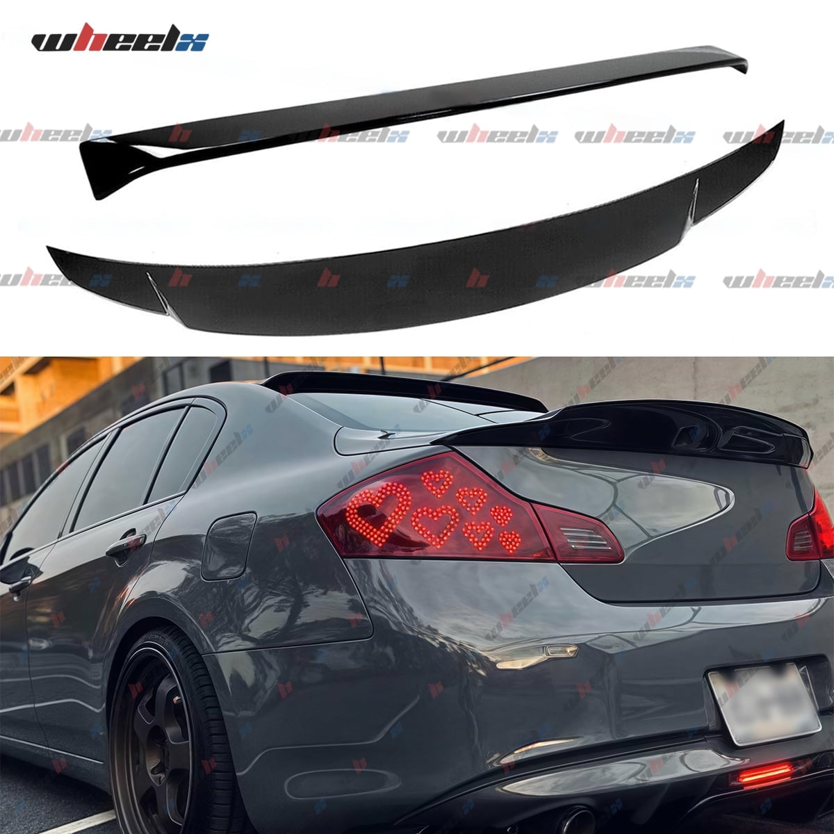 Rear Trunk Spoiler & Roof Top Wing Compatible with 2007-2015 Infiniti G35 G25 G37 Q40,Duckbill ...