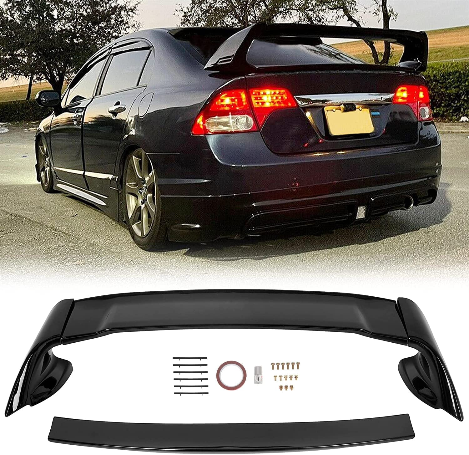 Rear Trunk Spoiler Wing Compatible with 2006-2011 Honda Civic 4 Door ...