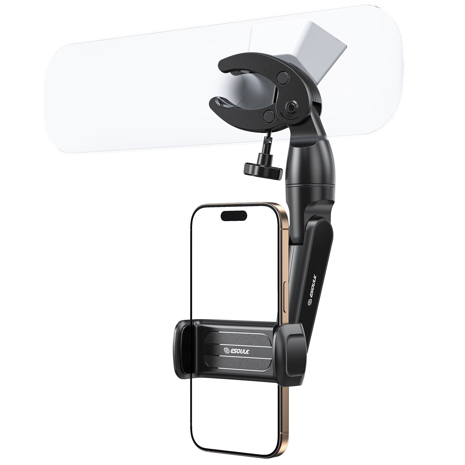 Rear-View Mirror Phone Holder Car Mount - Black - Walmart.com