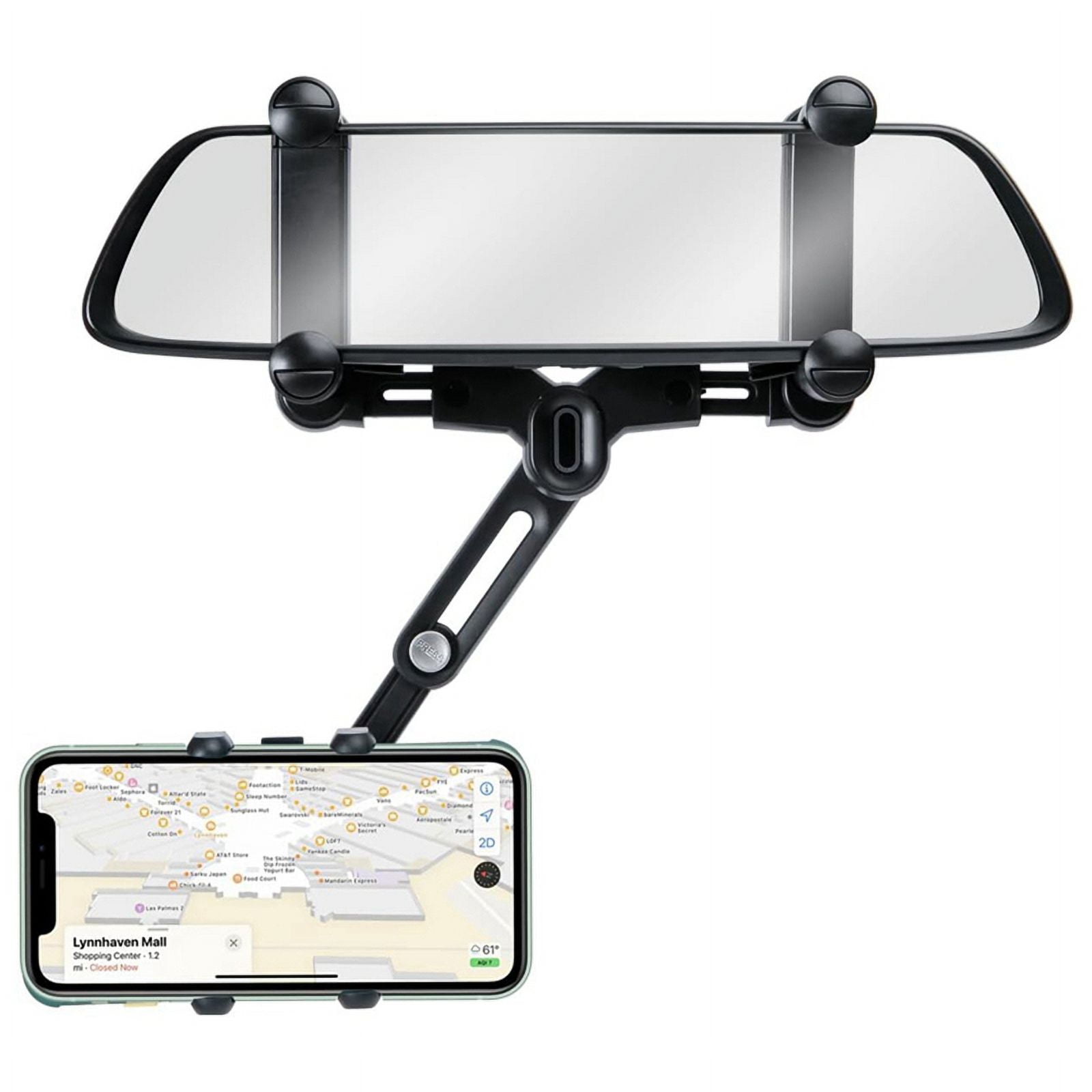 Rear View Mirror Phone Holder for Car, 360° Rotatable and Retractable ...