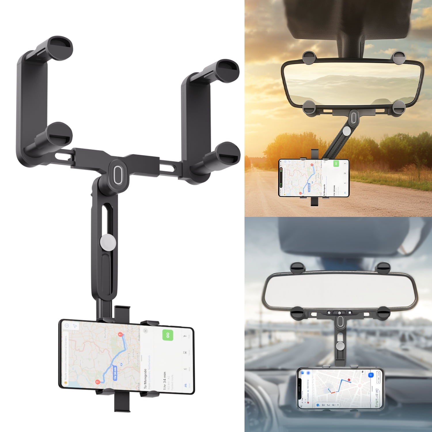 Phone Mount for Car, Rear View Mirror Phone Holder, Rotatable and ...