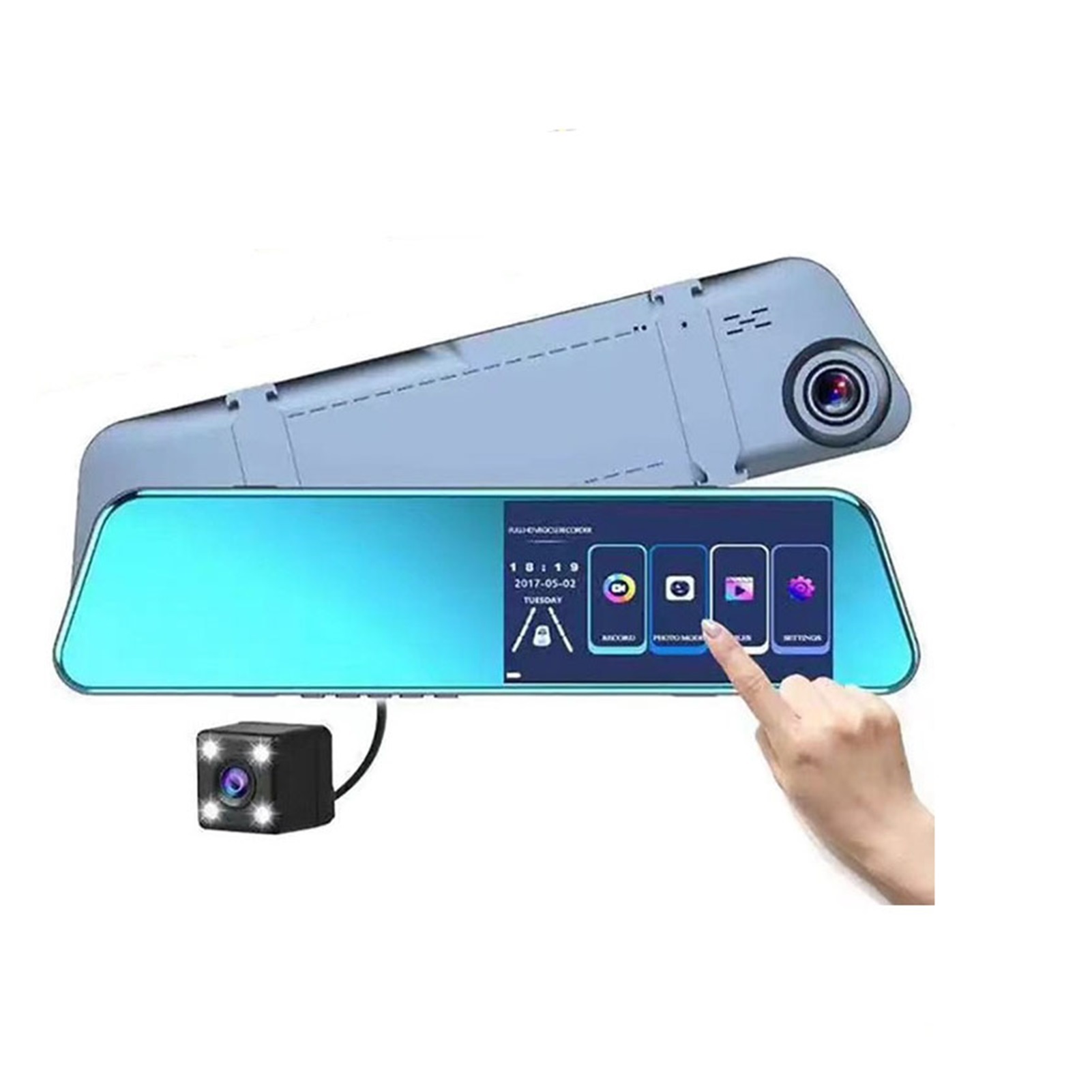 Rear View Mirror Recorder 5" Touch Screen Full 1080P Dash Cam Video ...