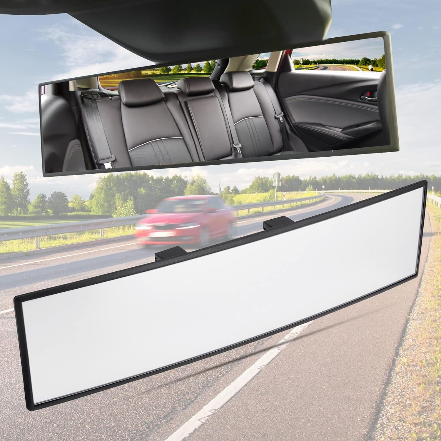 Rear View Mirror, Universal 11.81 Inch Panoramic Convex Rearview Mirror ...