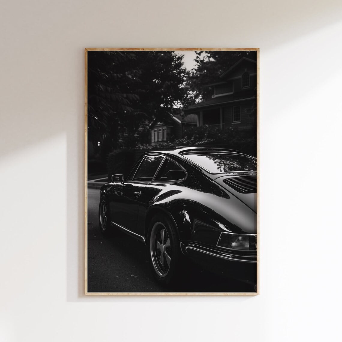 Rear View Of A Vintage Black Porsche 911 Poster, Luxury Sport Car Print ...