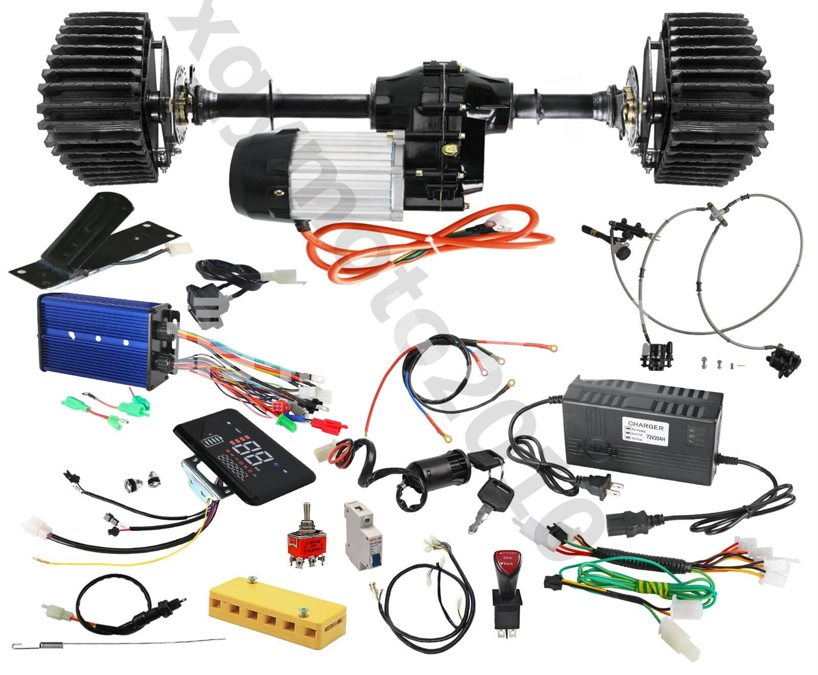 Rear Wheel Tracks with Axle Kit 72v 1500w Electric Differential Motor ...