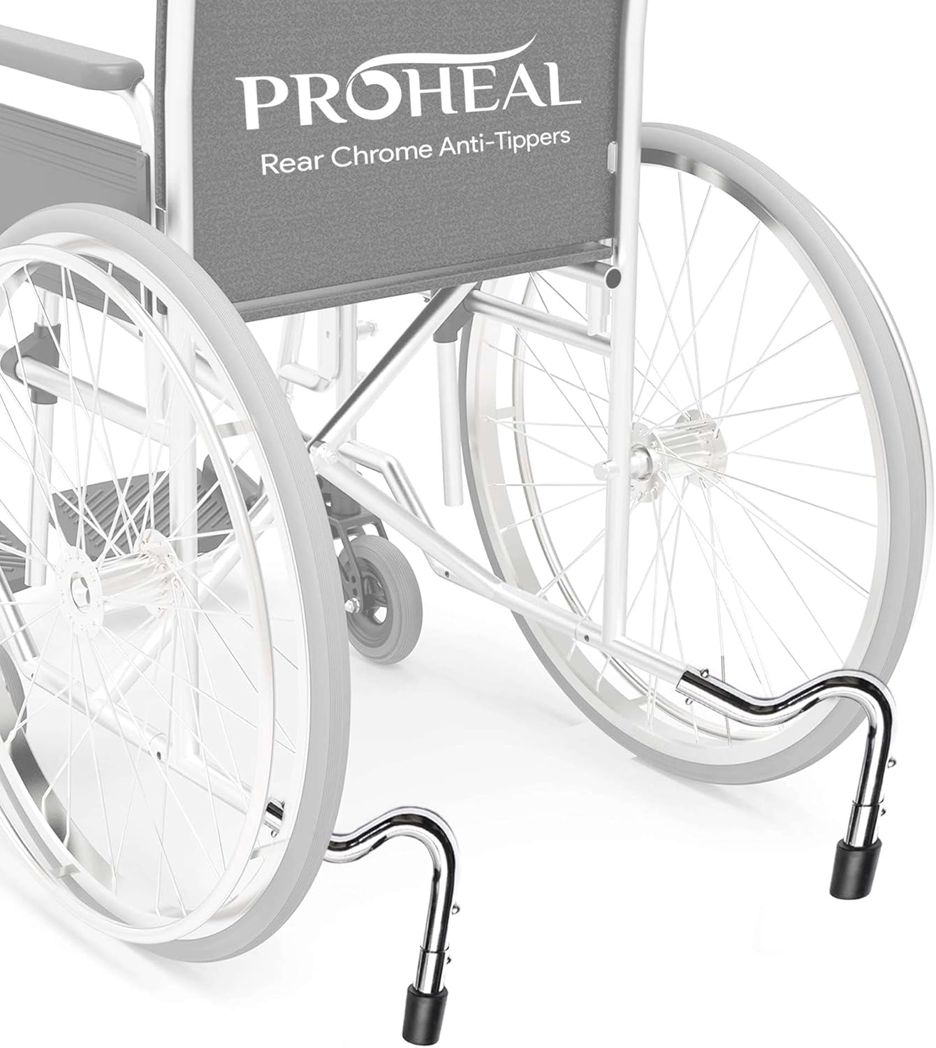 Rear Wheelchair Anti Tippers Without Wheels, Chrome - No Fall Back ...